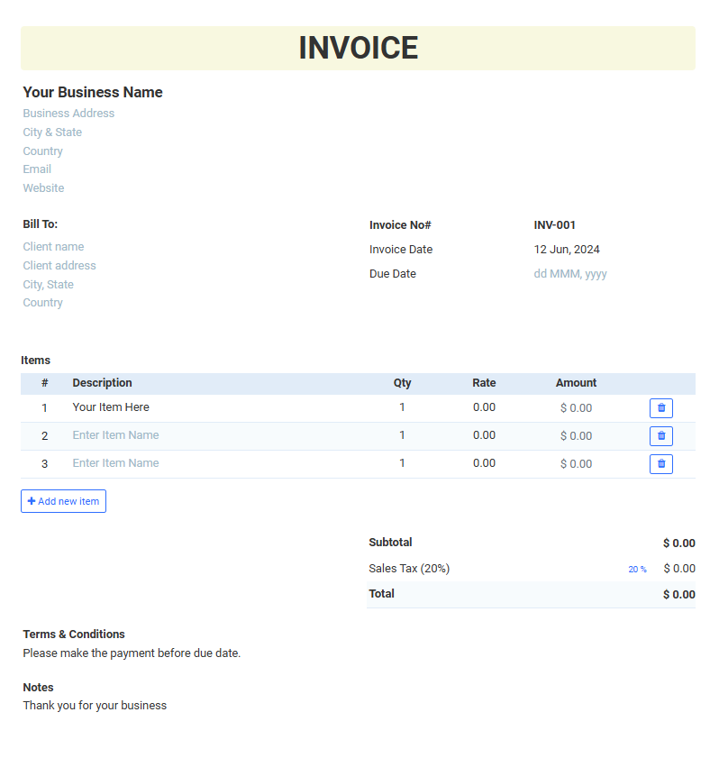 Free Invoice Generator | Best Invoice Generator Online | Invoice Temple