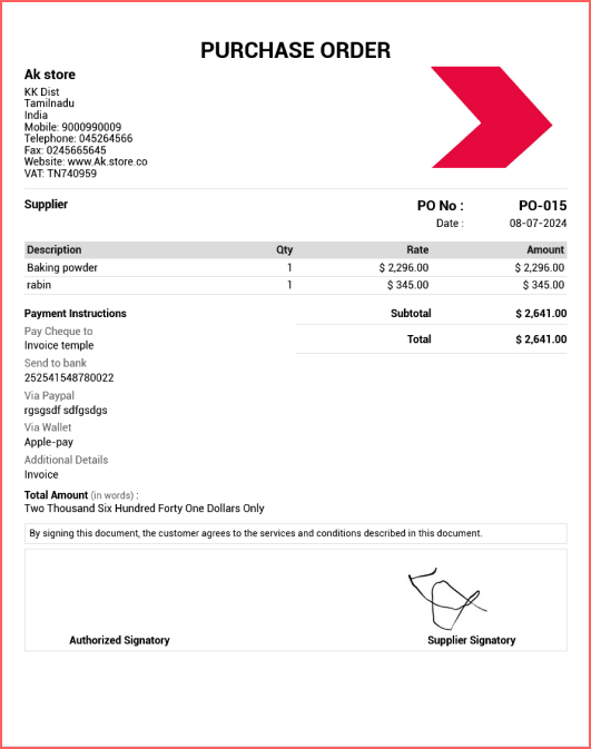 Easy Free Online Purchase Order Generator | Invoice Temple